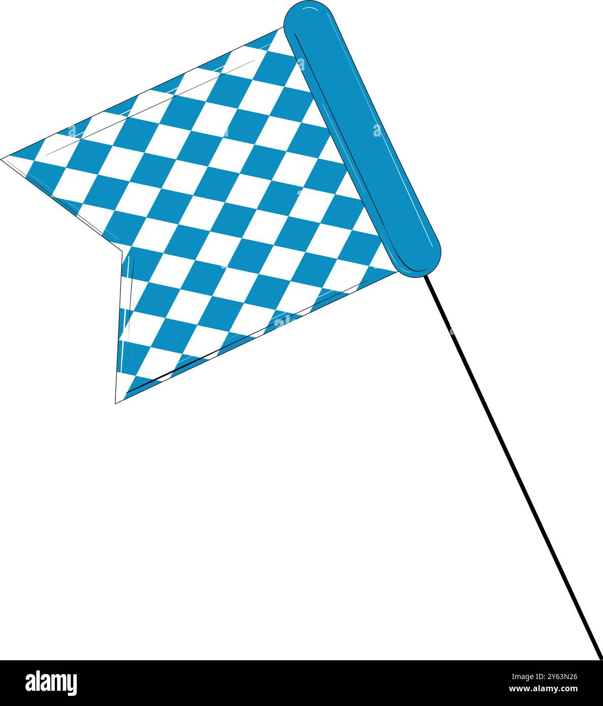 Blue and white checkered Oktoberfest flag on a stick, Vector Stock ...