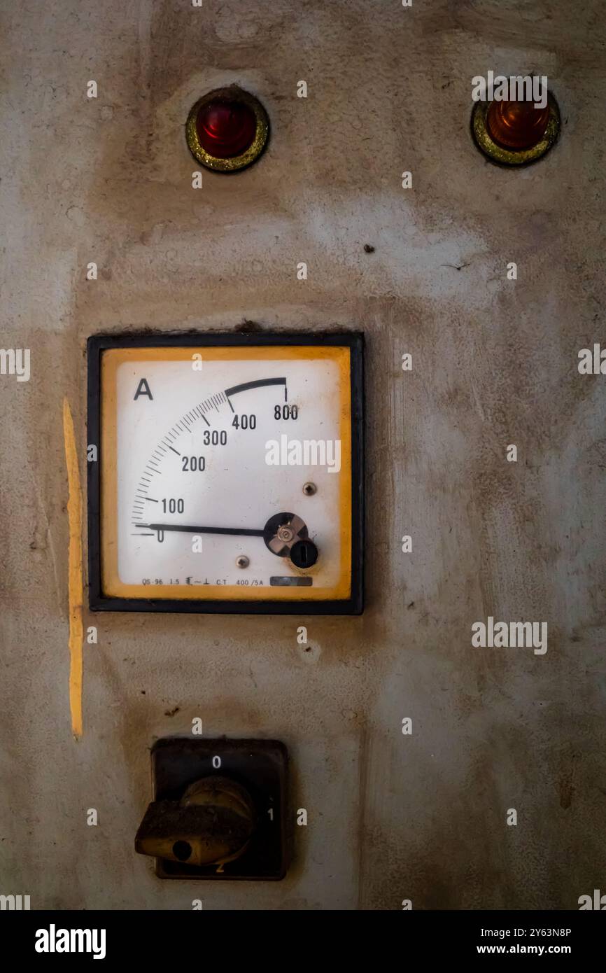 Voltage Meter on Old and Rustic Electrical Control Panel Cabinet Stock ...