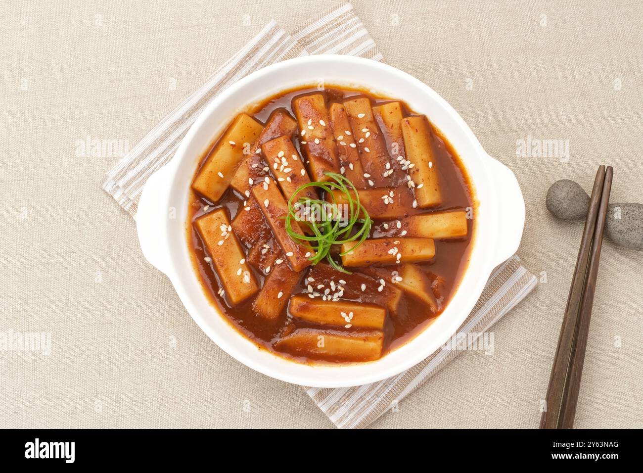 Tteokbokki or Topokki , stir fried rice cake stick, popular Korean ...