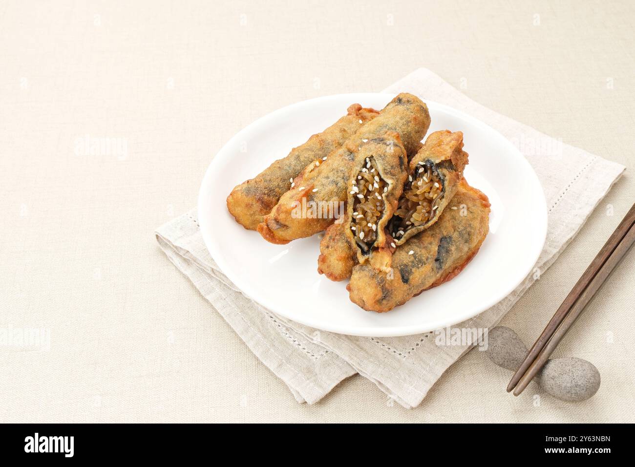 Gimmari or Kimmari, made from seaweed rolls filled with vermicelli or ...