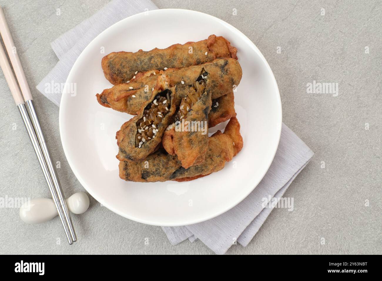 Gimmari or Kimmari, made from seaweed rolls filled with vermicelli or ...