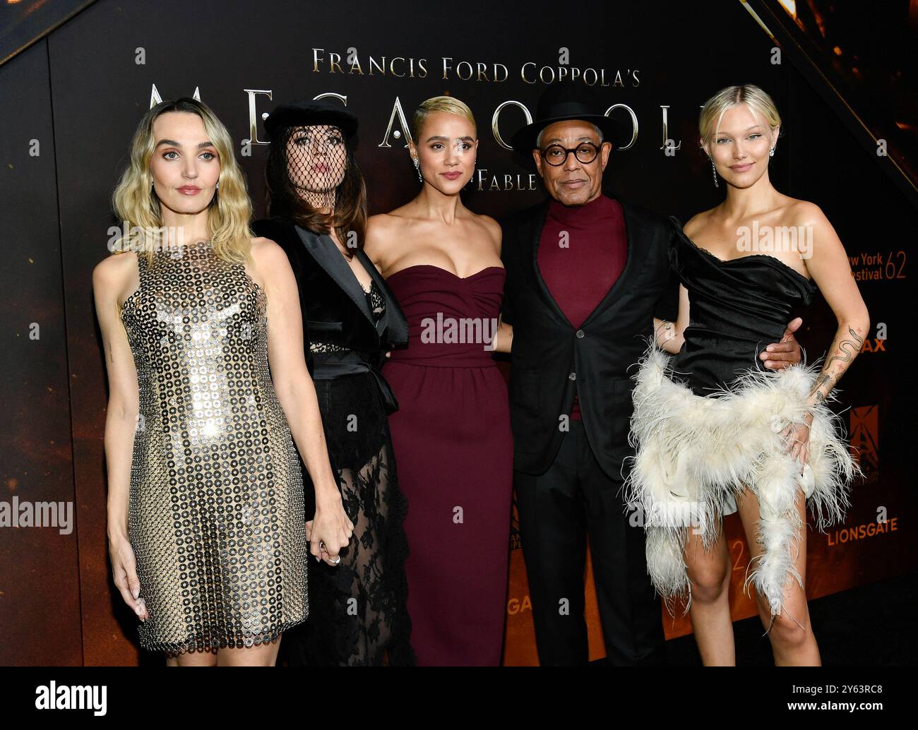 Chloe Fineman, left, Aubrey Plaza, Nathalie Emmanuel, Giancarlo Esposito and Grace VanderWaal ...