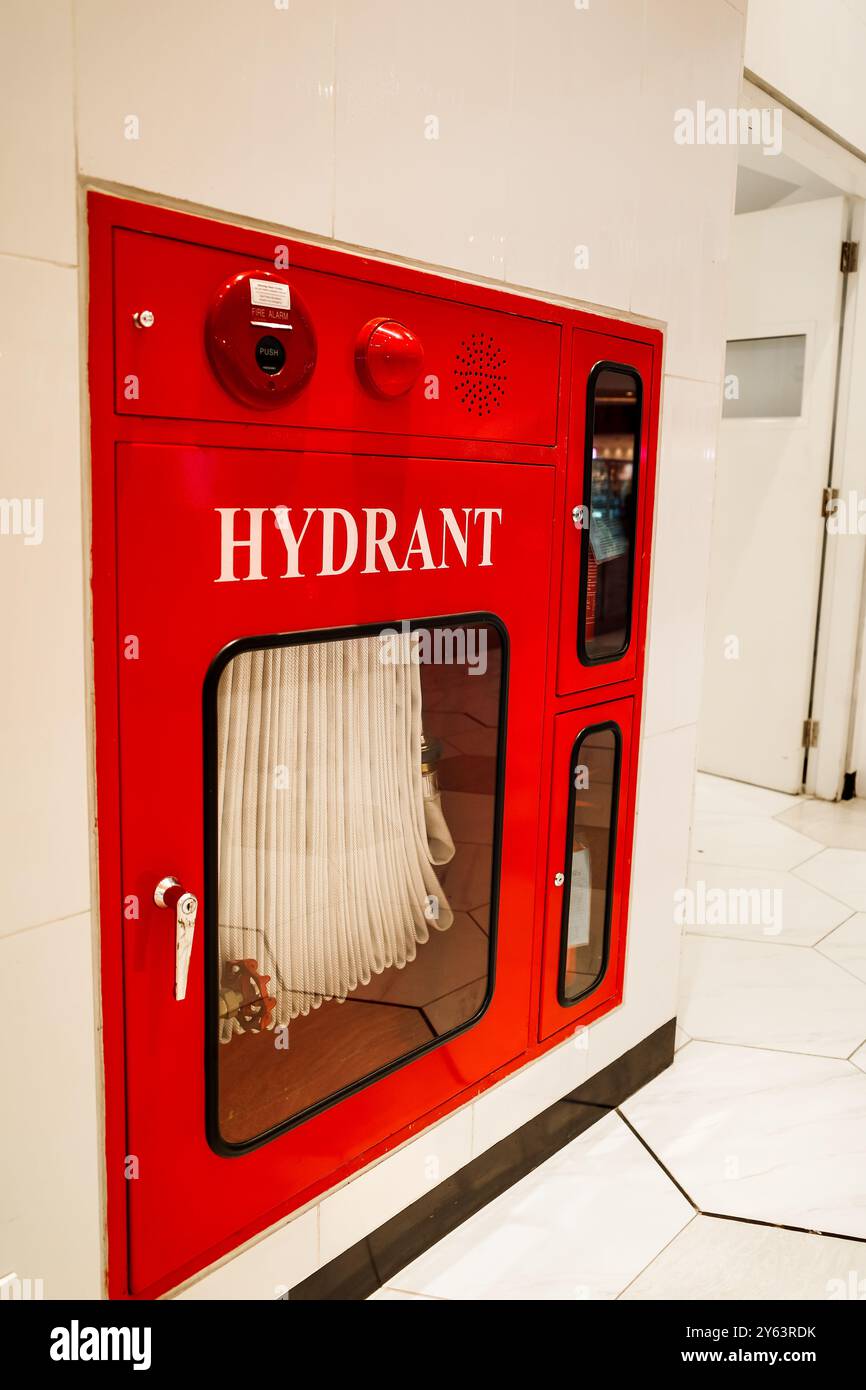 Red Fire Hydrant Box for Safety and Emergency in a Public Building ...