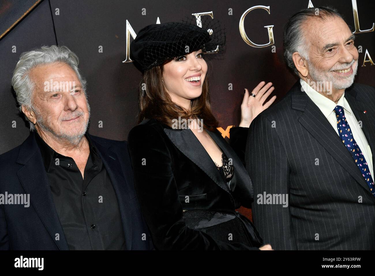 Dustin Hoffman, left, Aubrey Plaza and Francis Ford Coppola attend the premiere of "Megalopolis ...