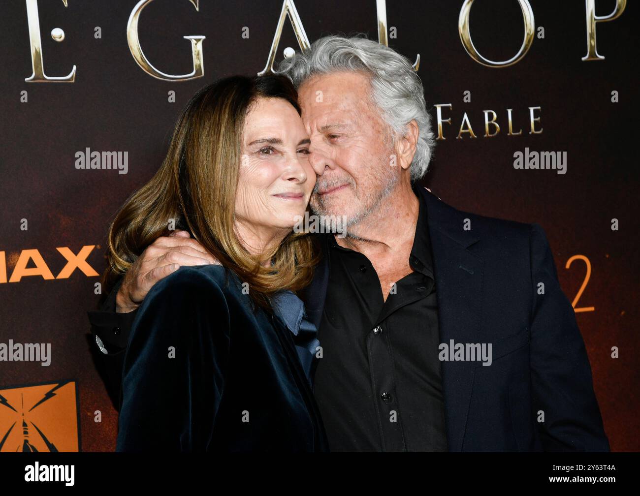 Dustin Hoffman, right, and wife Lisa Hoffman attend the premiere of "Megalopolis" at AMC Lincoln ...