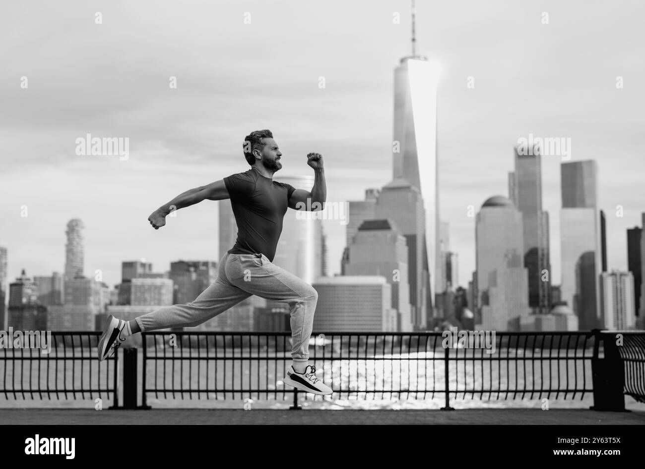 Sport runner. Man running. Fit male sport fitness model sprinting ...