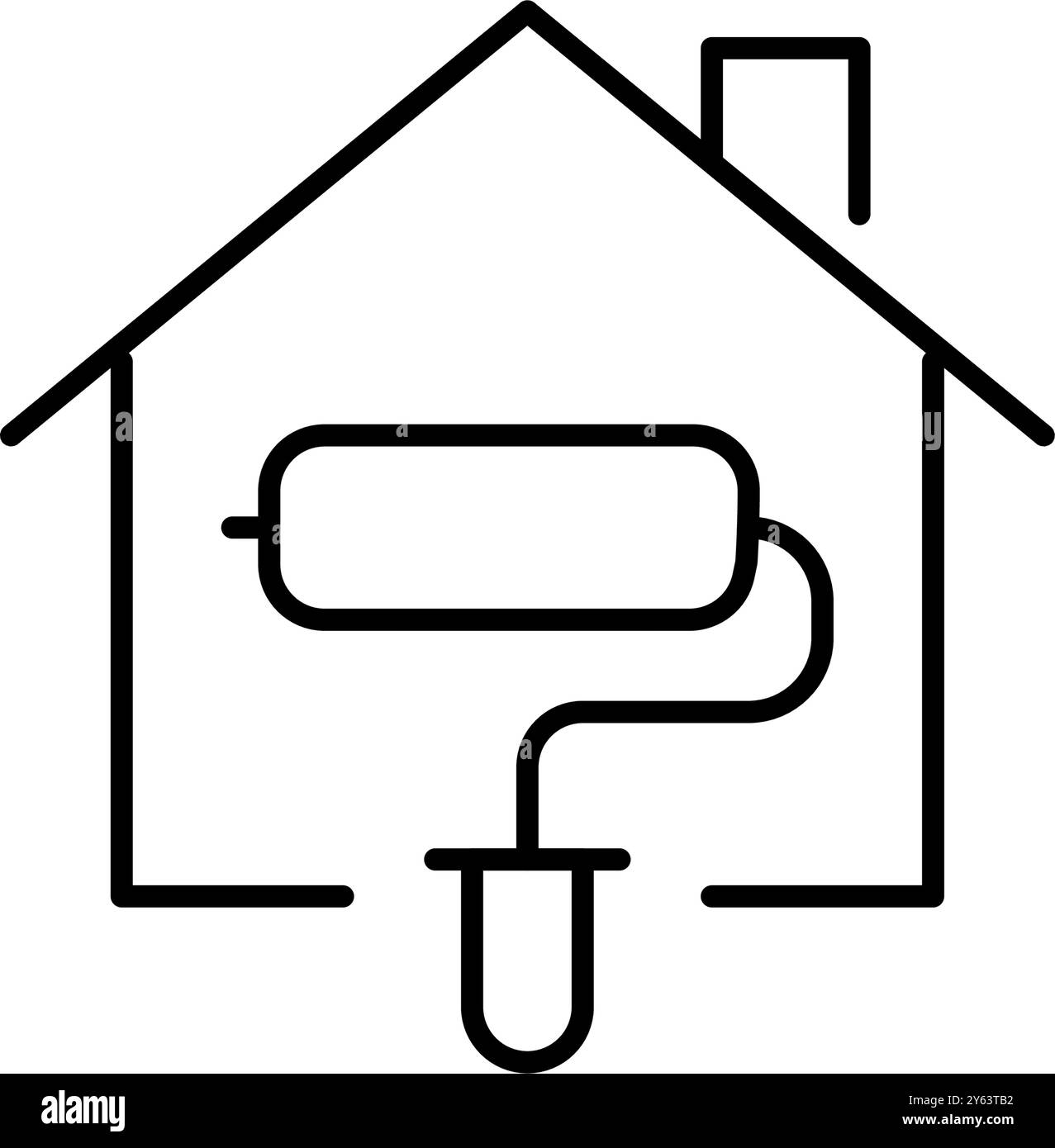 Home and paint roller. House renovation or makeover. Pixel perfect ...