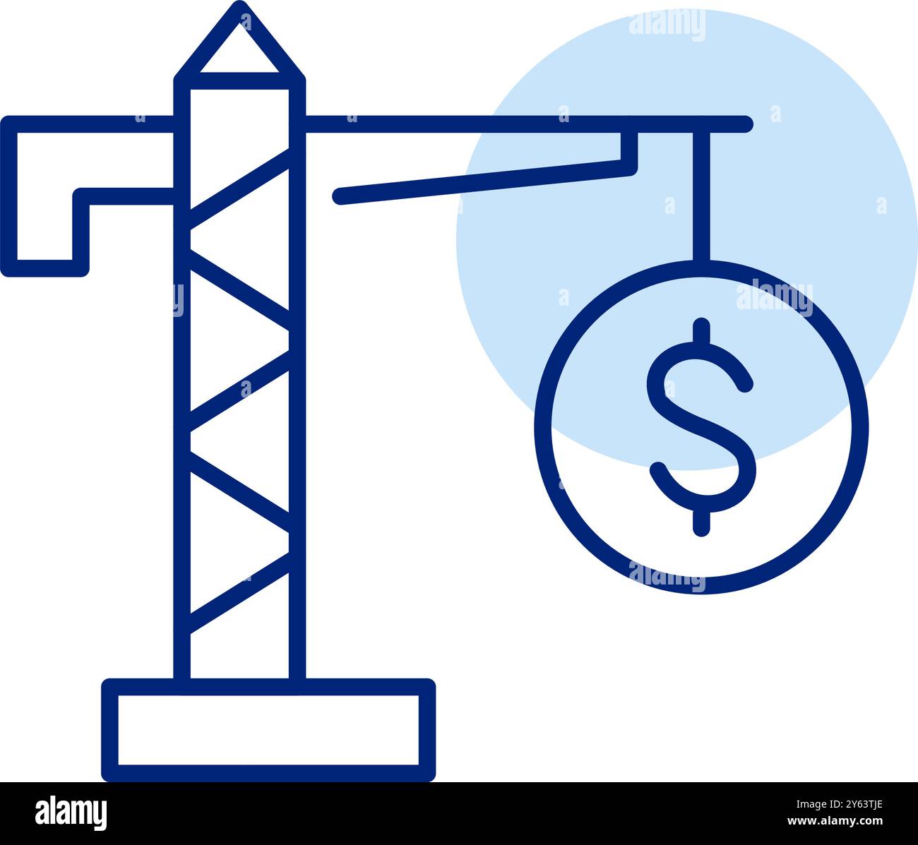 Tower crane and dollar. Construction costs, investment in real estate ...