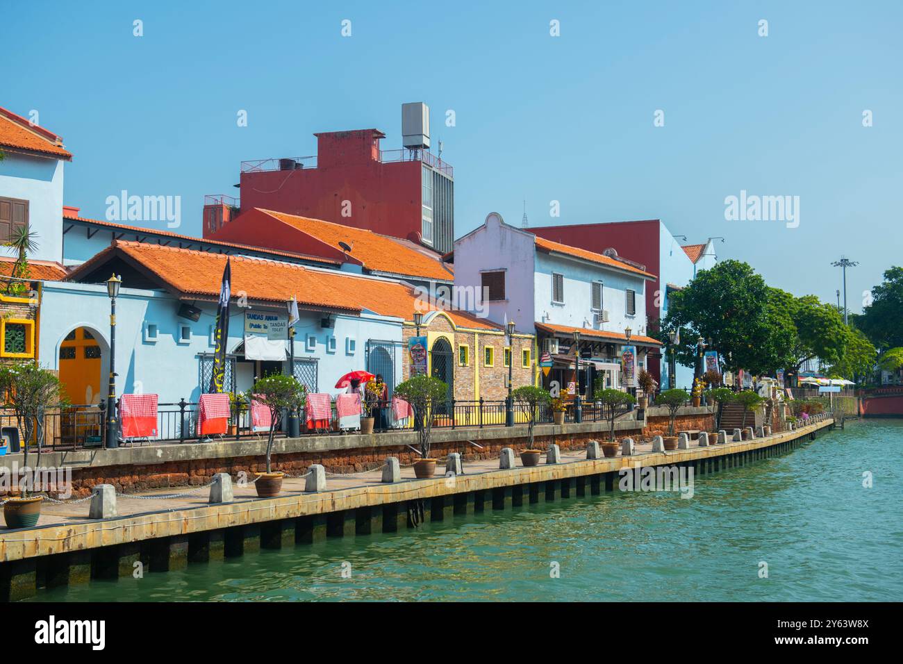 Historic waterfront house on Malacca River in city center of Melaka ...