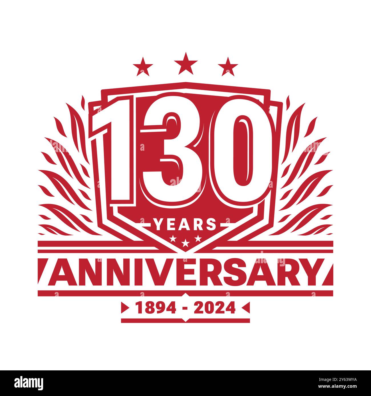 130 years anniversary celebration shield design template. 130th anniversary logo. Vector and ...