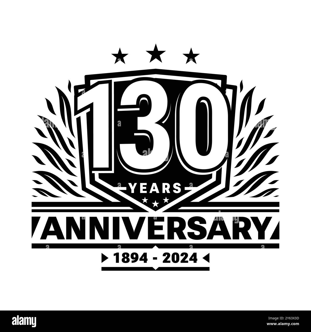 130 years anniversary celebration shield design template. 130th ...