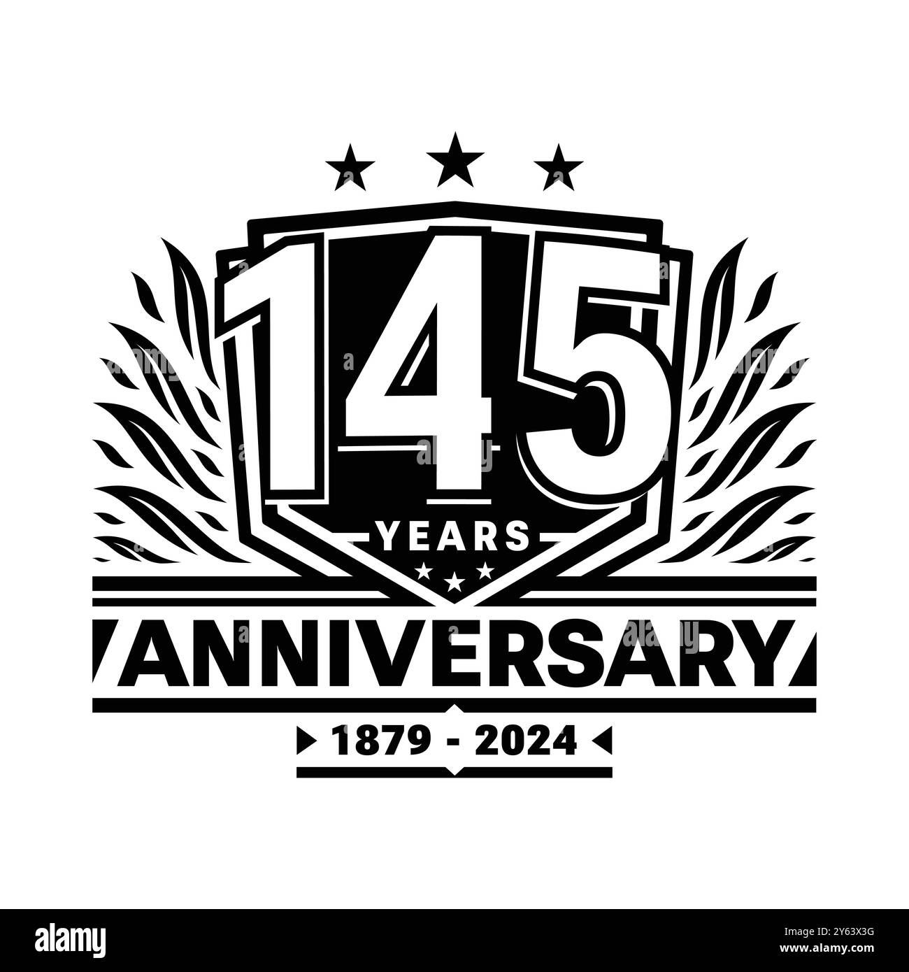 145 years anniversary celebration shield design template. 145th ...