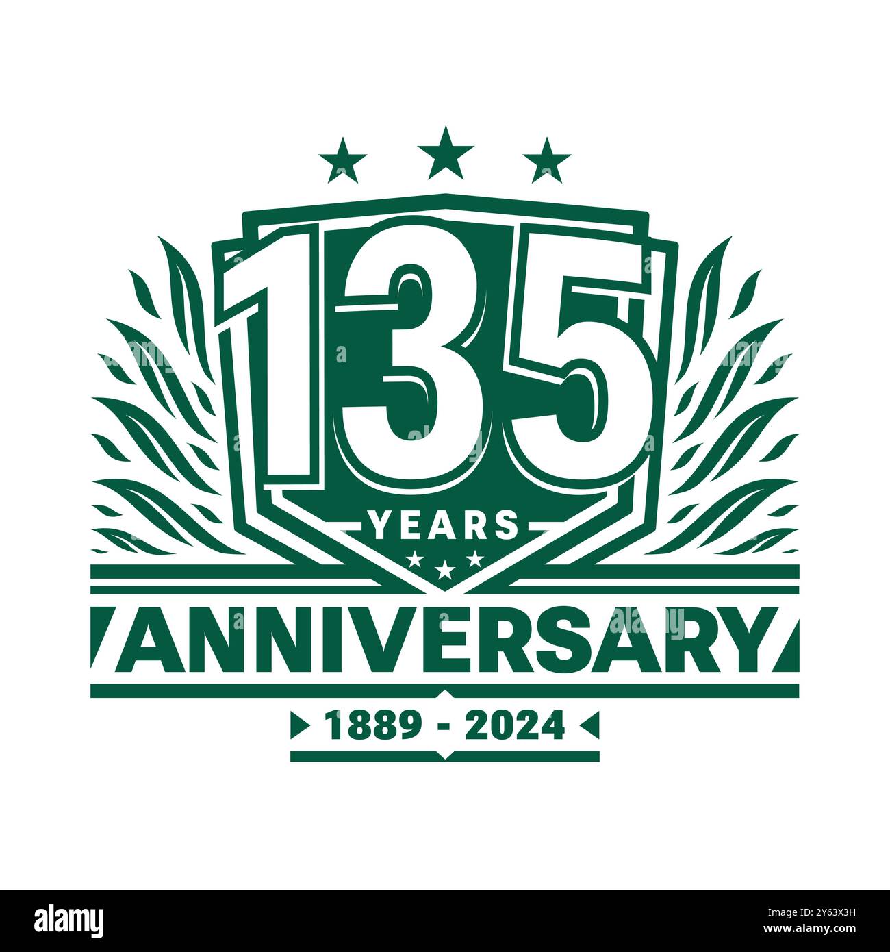 135 years anniversary celebration shield design template. 135th ...