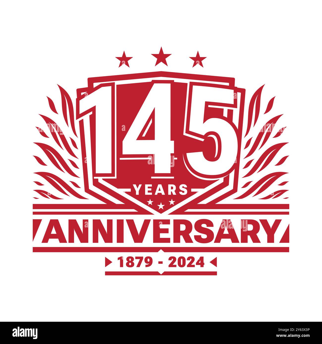 145 years anniversary celebration shield design template. 145th ...