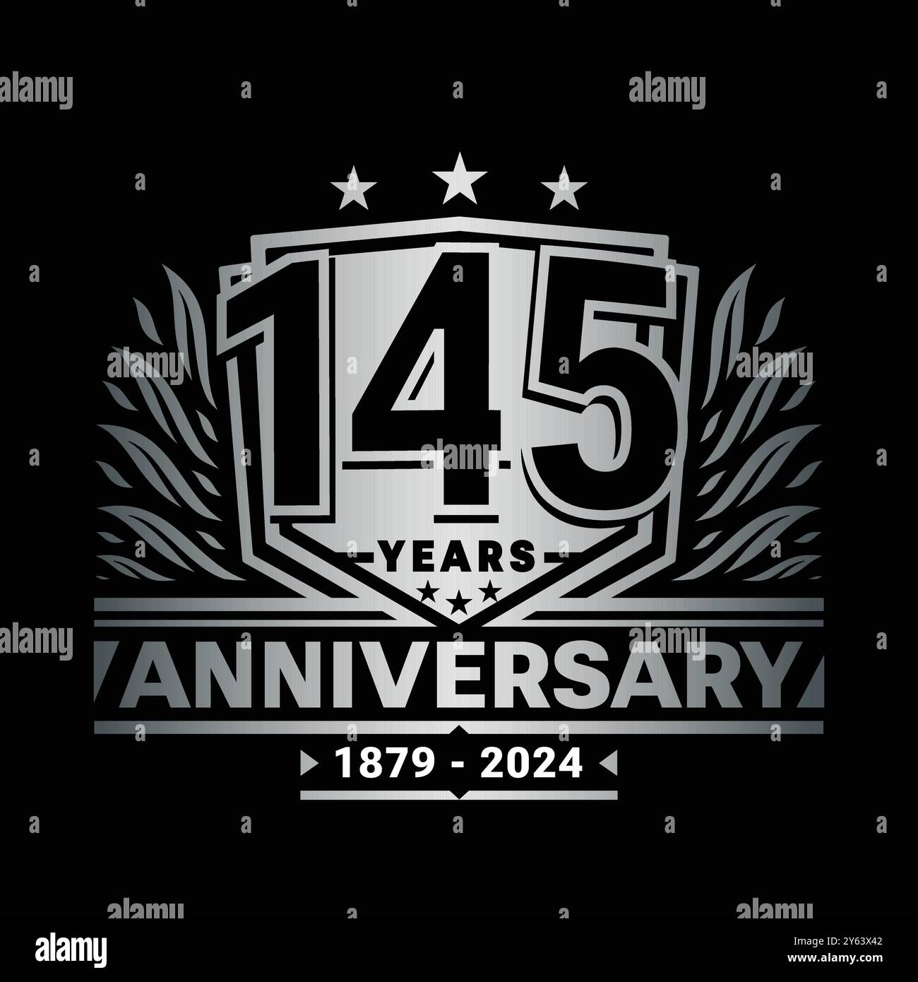 145 years anniversary celebration shield design template. 145th ...