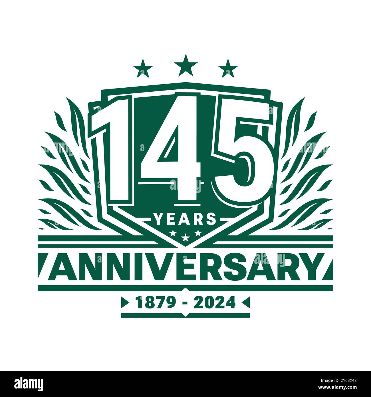 145 years anniversary celebration shield design template. 145th ...