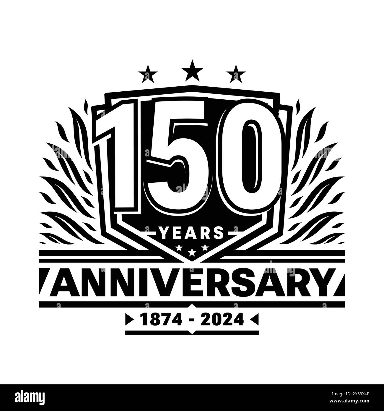 150 years anniversary celebration shield design template. 150th ...