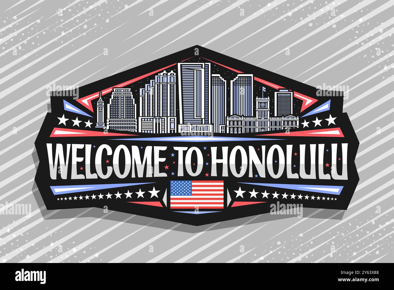 Vector logo for Honolulu, black decorative sign with simple draw ...