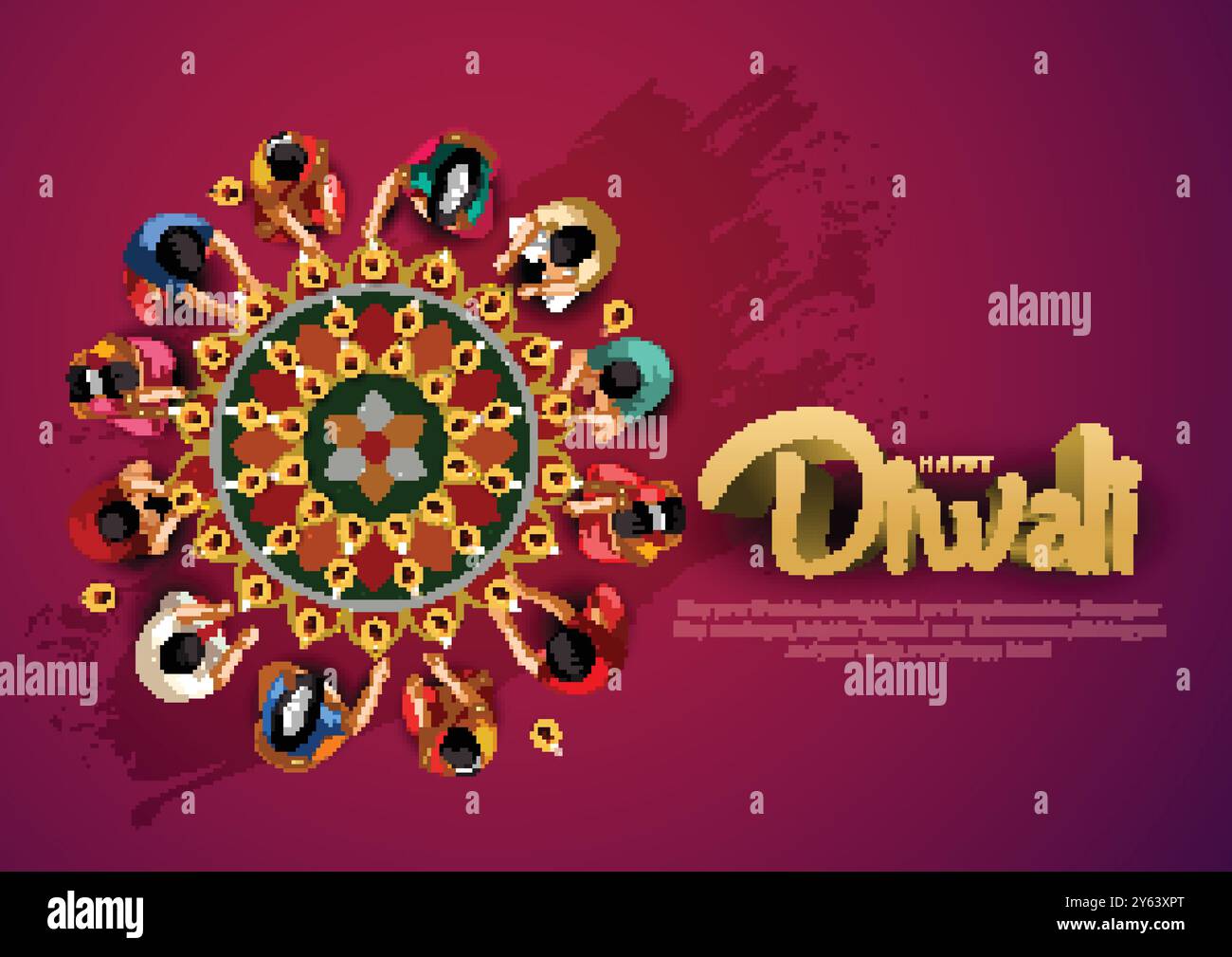 Indian festival of Diwali celebration background with decorated Diya ...