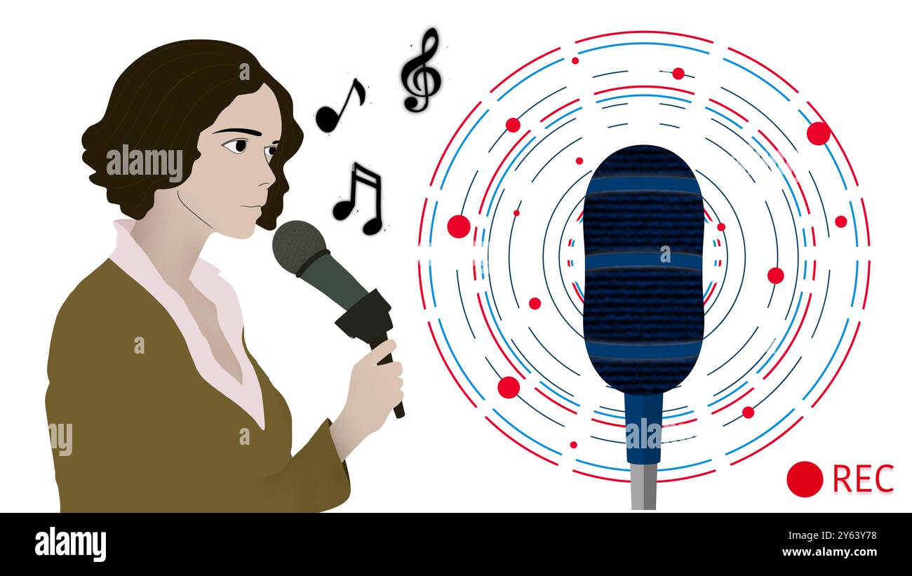 Professional microphone in radio station studio on air, Microphone ...