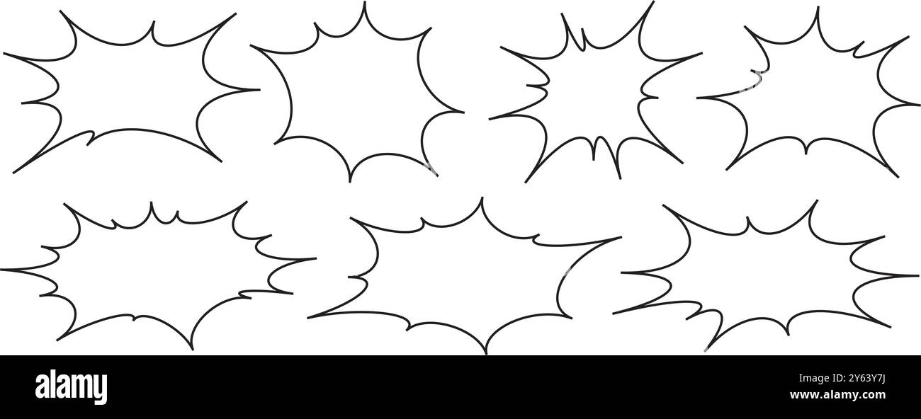 Comic speech bubbles. Manga pop art outline frame for text. Vector box ...