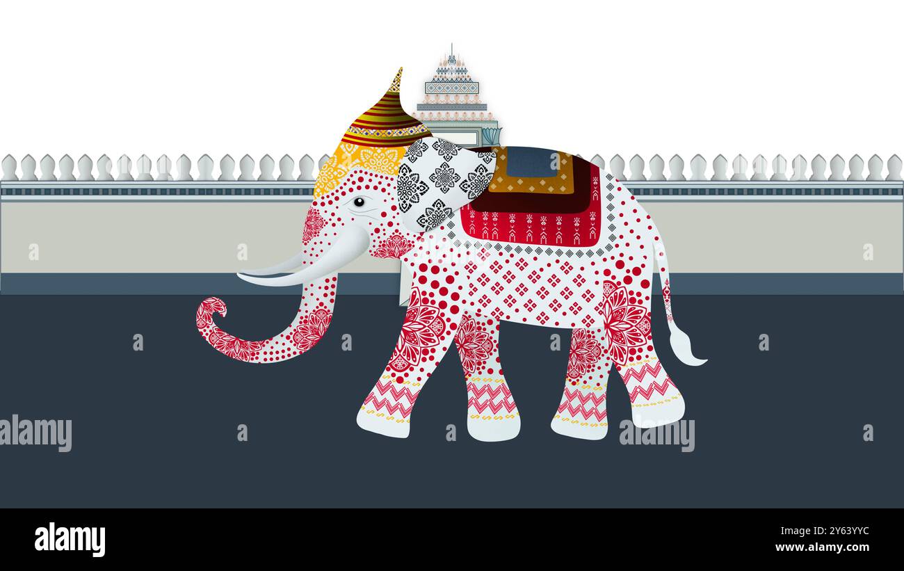 Thai elephant Authentic Thai Fabric Patterns, Thai temple elephant ...