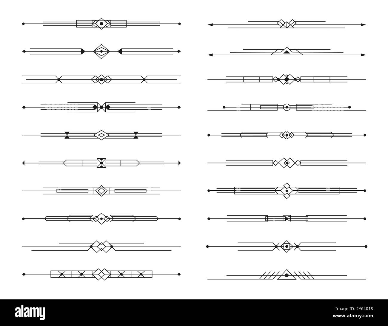 Art deco dividers, menu border elements, elegant line ornament frame of ...