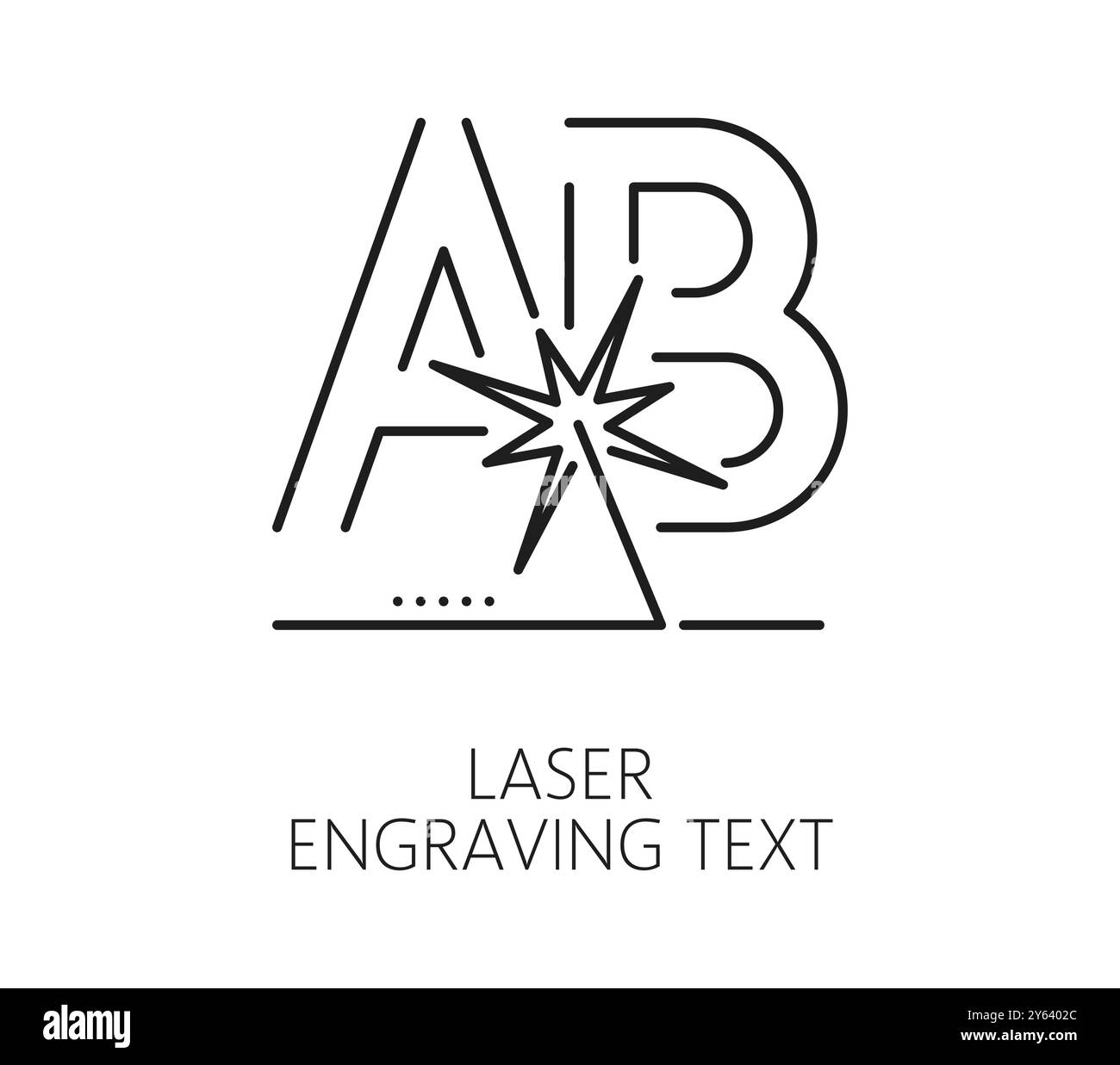 Laser engraving text production industry line icon. Laser marking ...