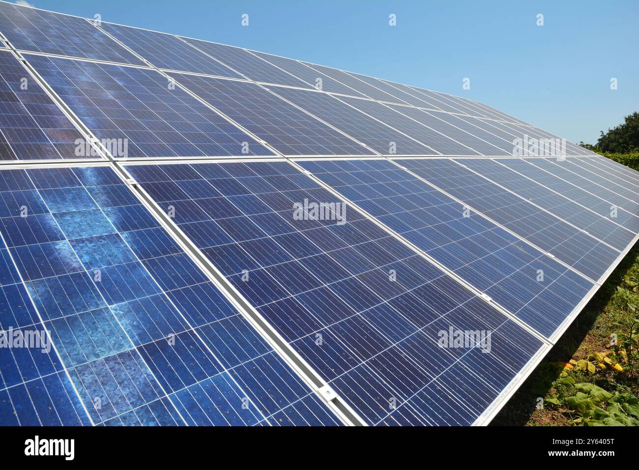 Solar farm - Solar panels on the ground. Photo of solar panels field as ...