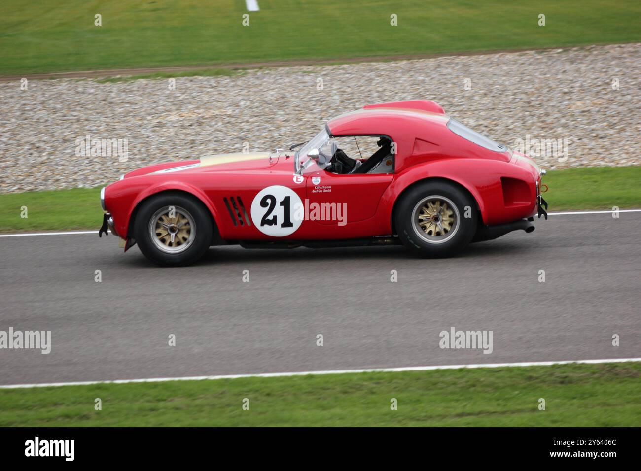 A red 1964 AC Cobra at the Goodwood Revival 2017 during the Royal ...