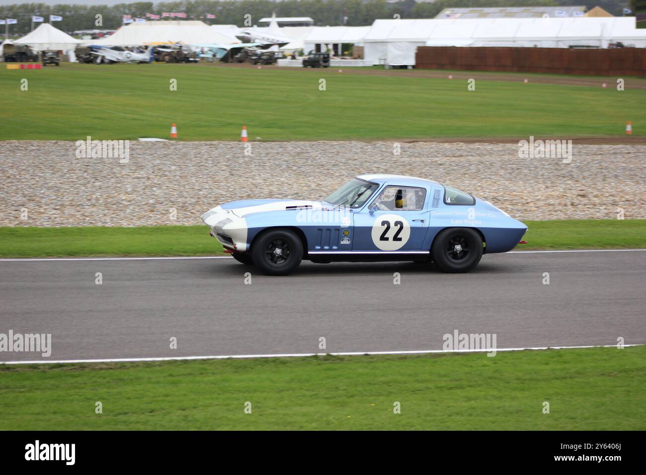 A blue 1965 Chevrolet Corvette Stingray C2 at the Goodwood Revival 2017 ...