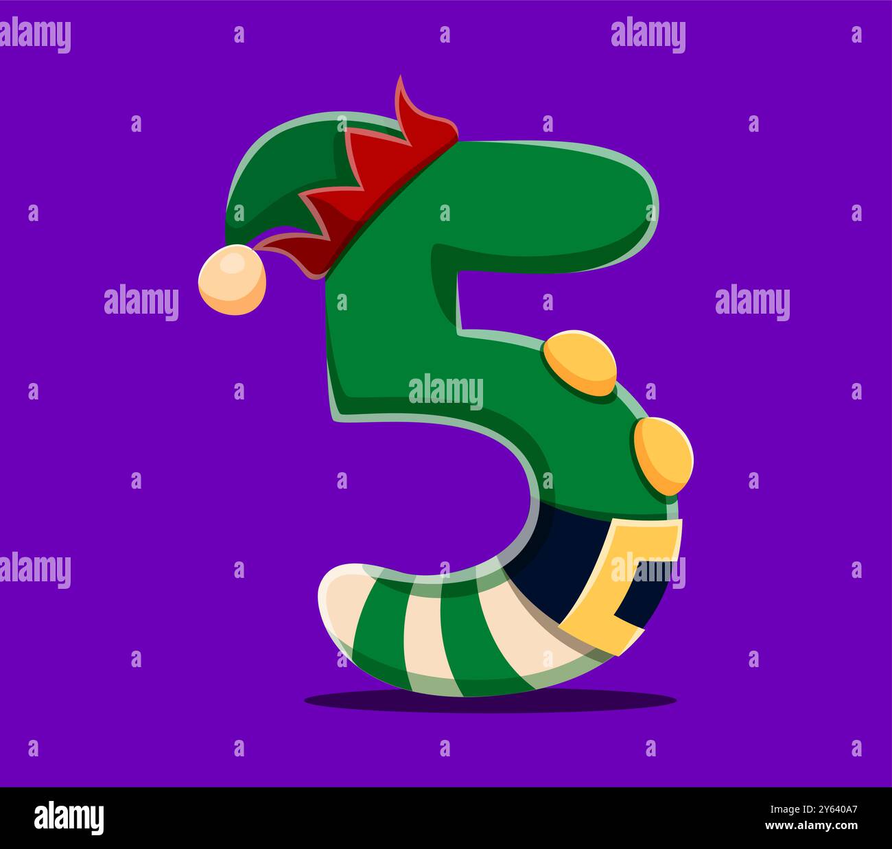 Christmas font number 5 as elf, Xmas festive type and cartoon typeface ...