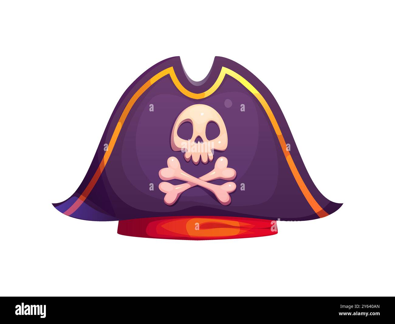 Cartoon pirate tricorn cocked hat. Vector corsair, captain, seafarer ...