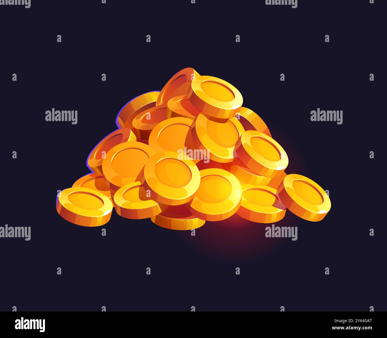 Cartoon golden coins pile, represents treasure, riches, wealth ...