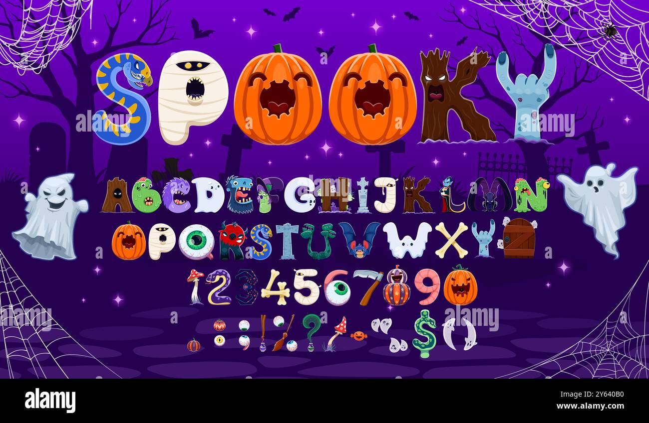 Cartoon Halloween font, scary typeface, holiday type, english fairytale ...