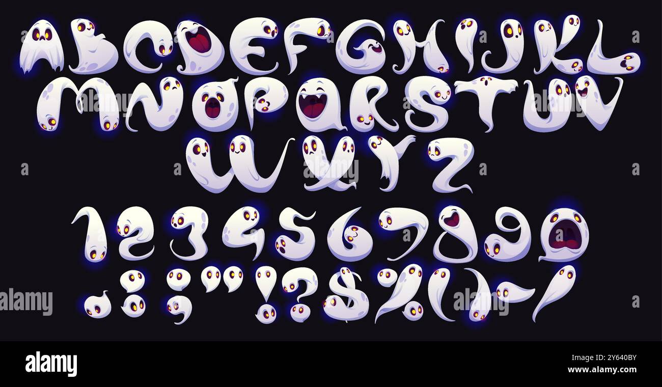 Halloween ghosts font, scary typeface, horror evil type, spooky monster ...