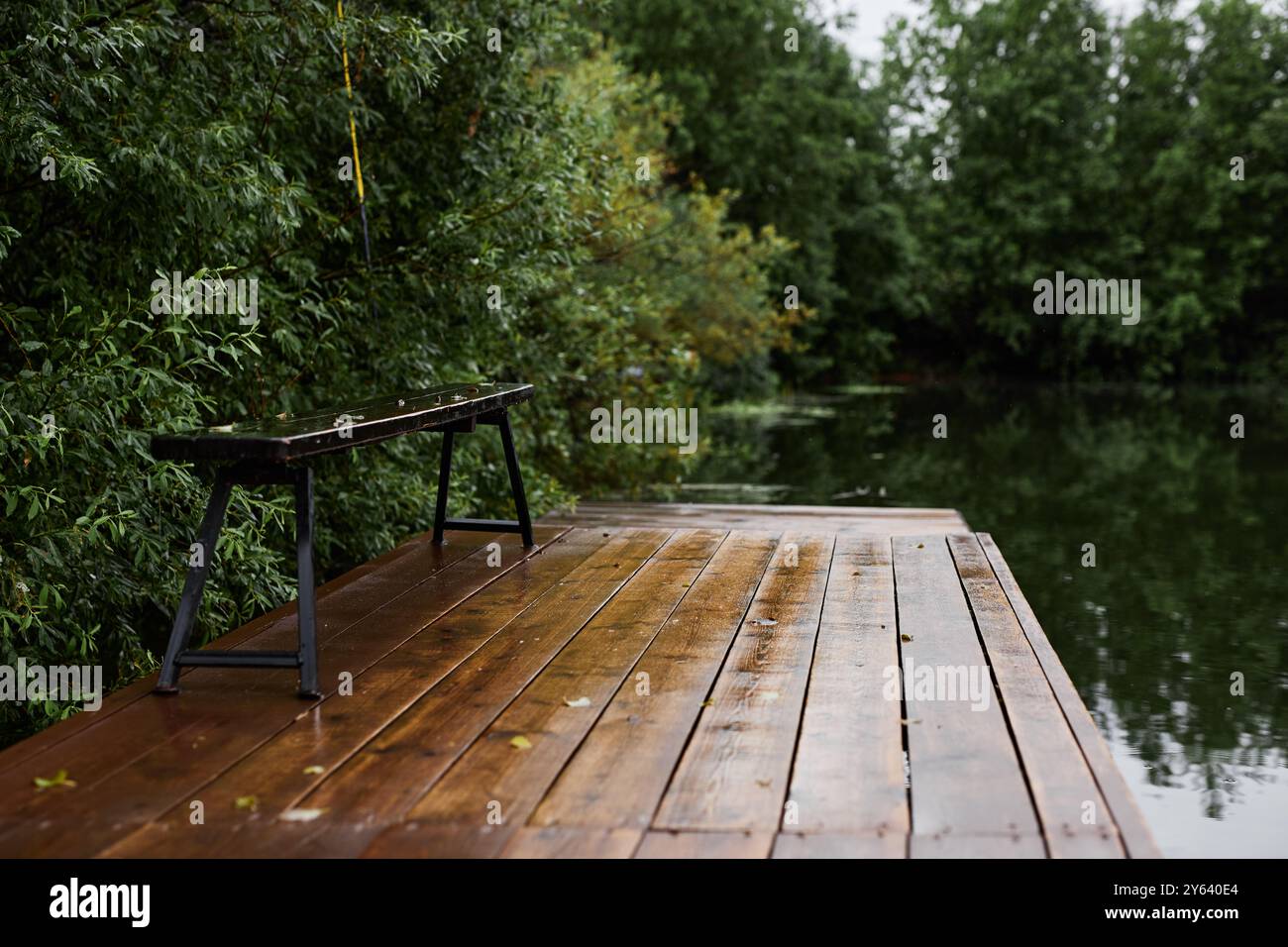 Background image of wooden pier deck with beautiful lake scenery on ...