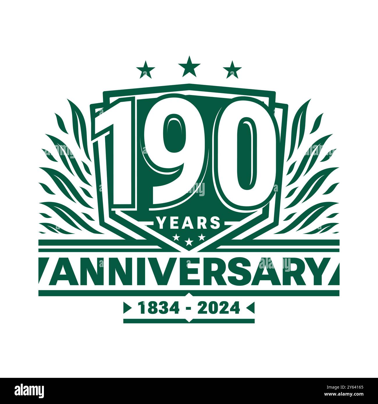 190 years anniversary celebration shield design template. 190th ...