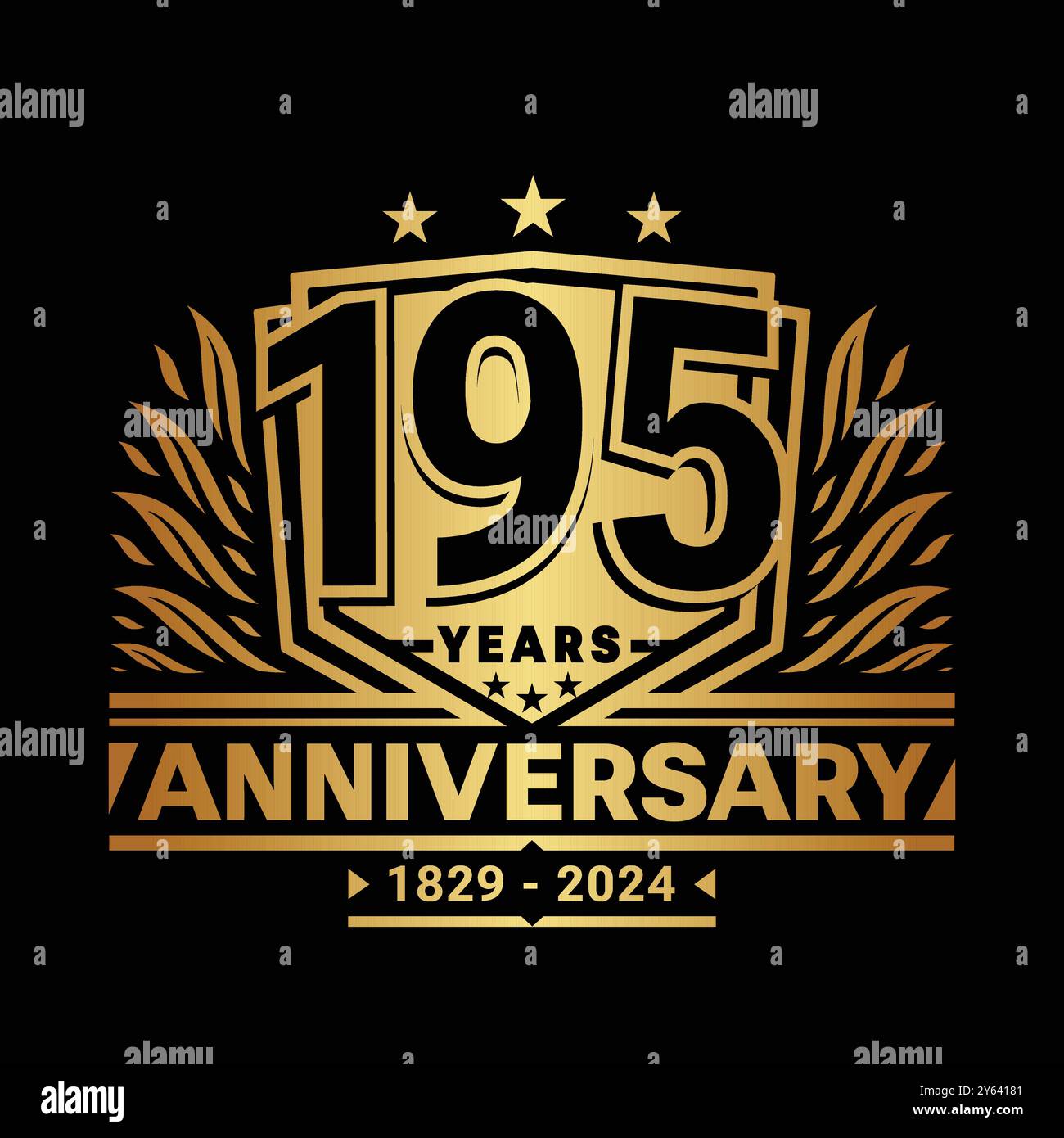 195 years anniversary celebration shield design template. 195th ...