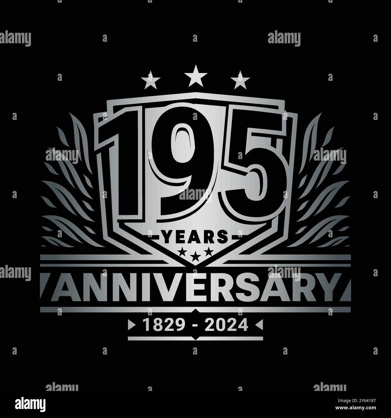 195 years anniversary celebration shield design template. 195th ...