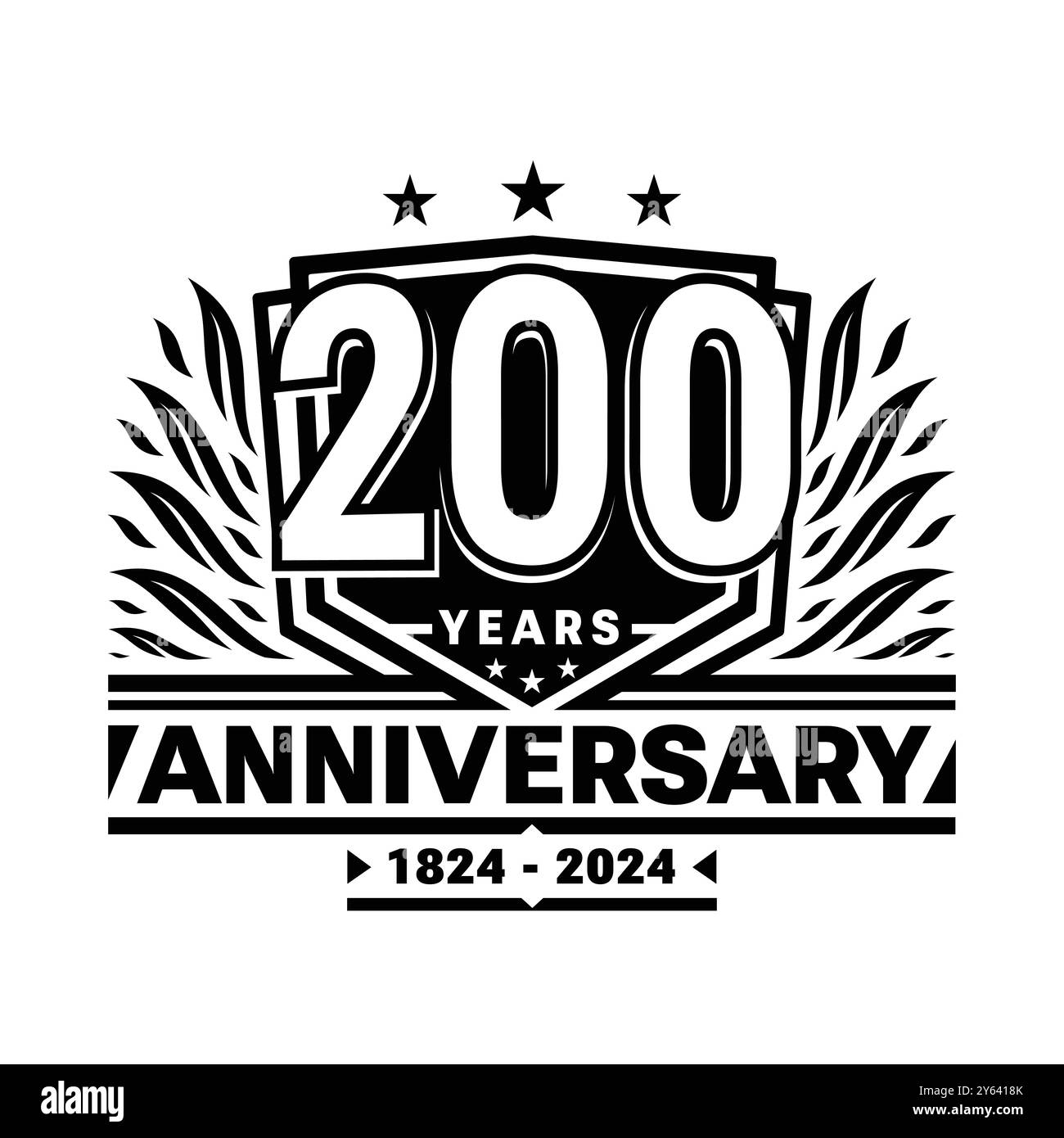 200 years anniversary celebration shield design template. 200th ...