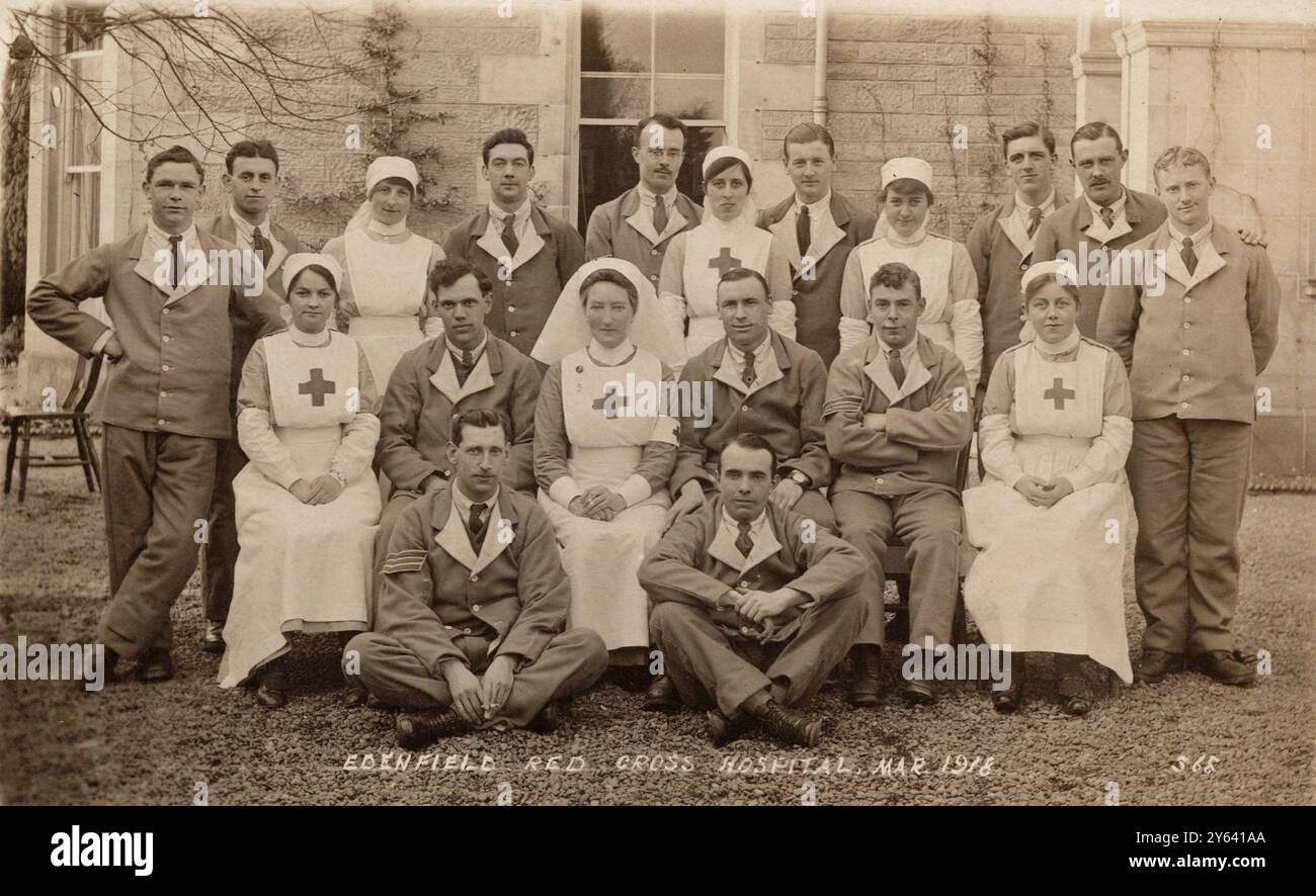 Edenfield Red Cross Hospital, Nurses and Men, Springfield Cupar Fife ...