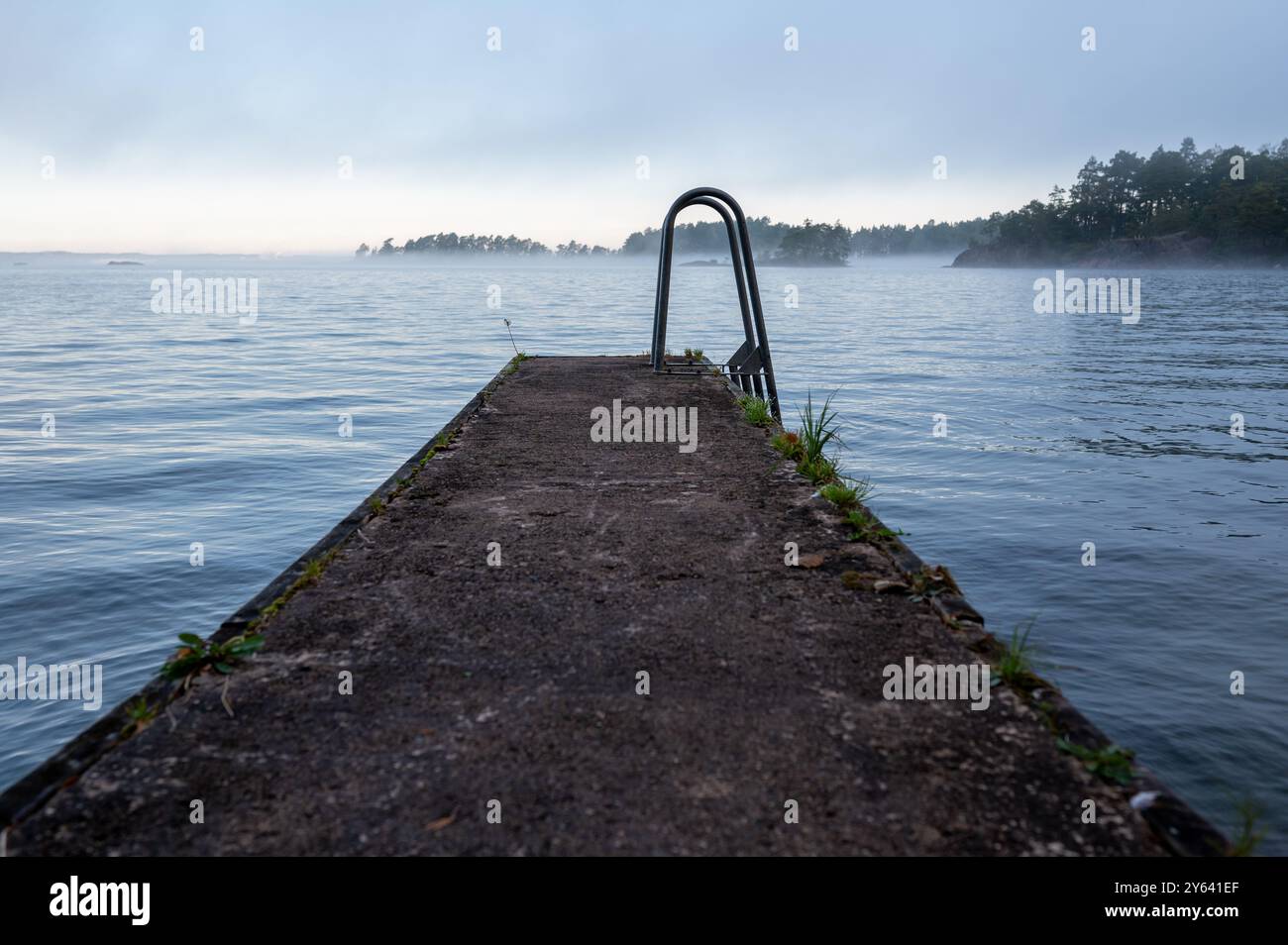 Bathing jetty made of concrete and metal ladder Stock Photo - Alamy