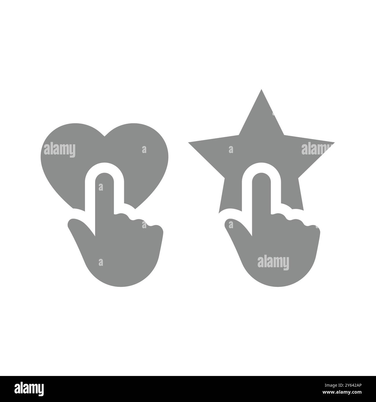 Love and like button with cursor hand. Stared, hearted favorite symbol ...