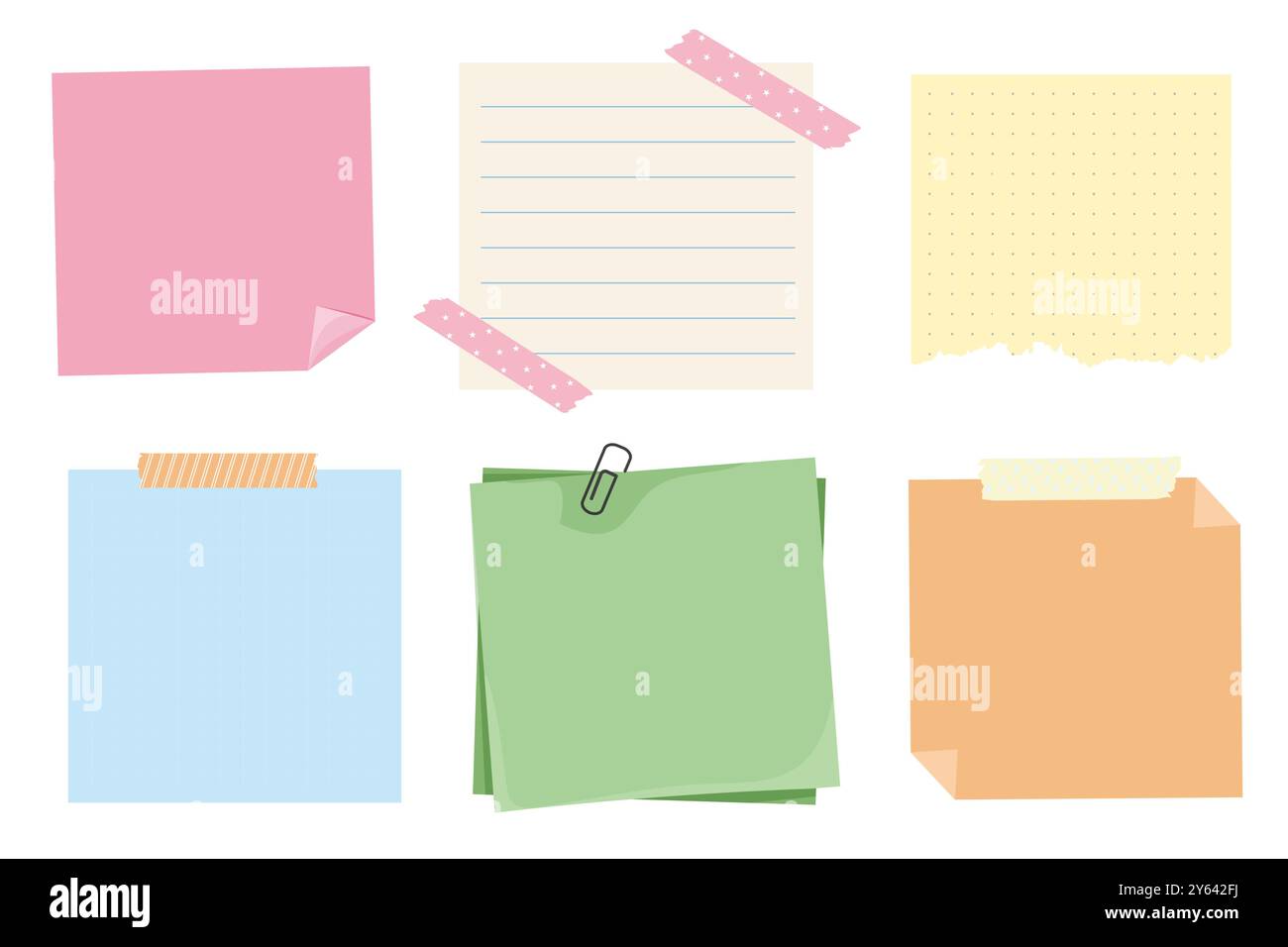 Memo notes, paper for note with clip, postit. Planner notebook page ...