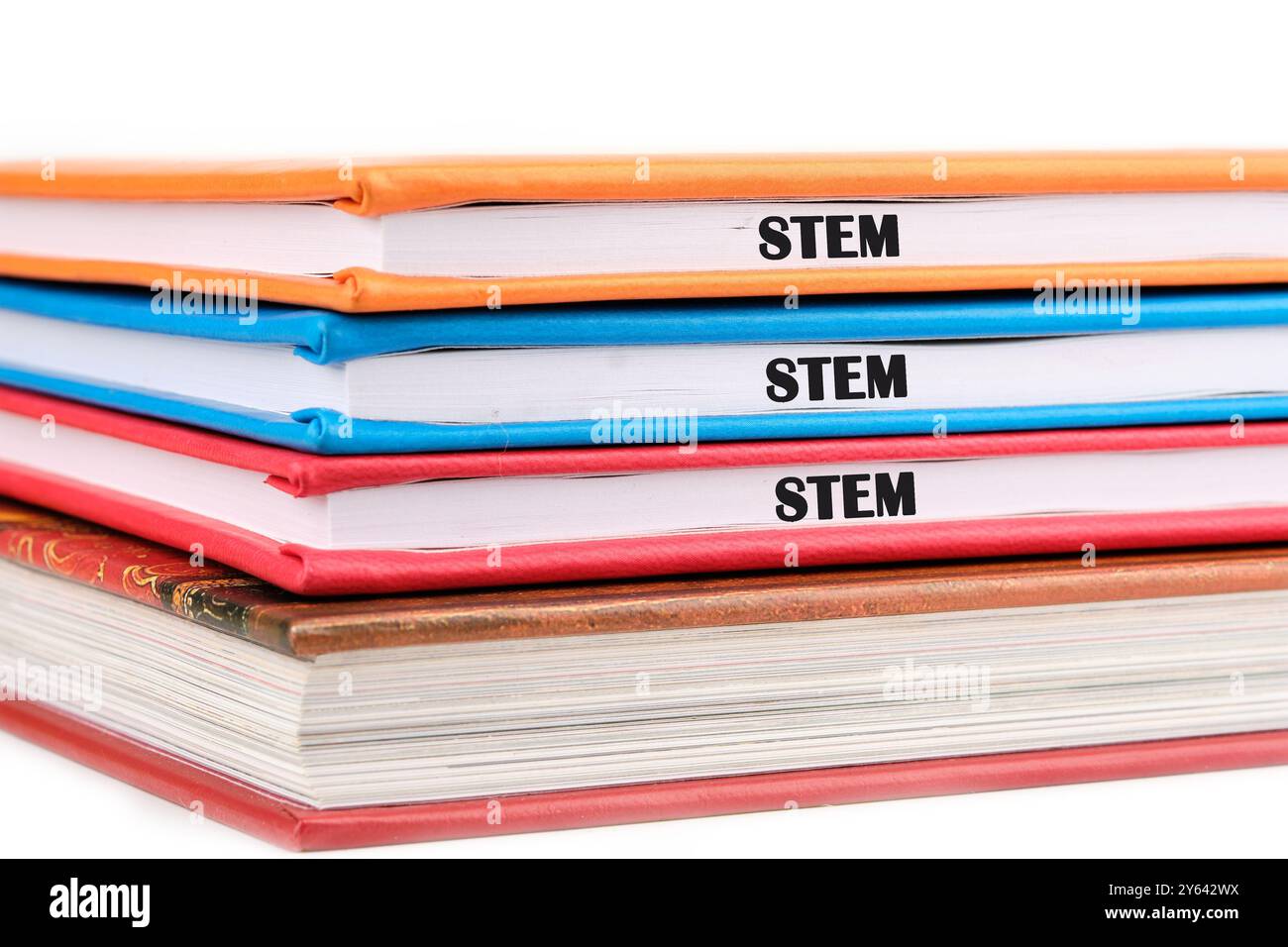 STEM word and symbols phrase is repeated on the ends of the notebook ...