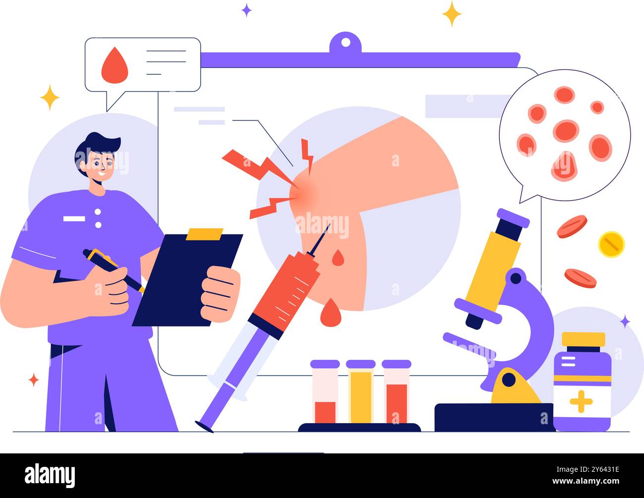 Hemophilia Vector Illustration Featuring a Doctor Examining an Injured ...