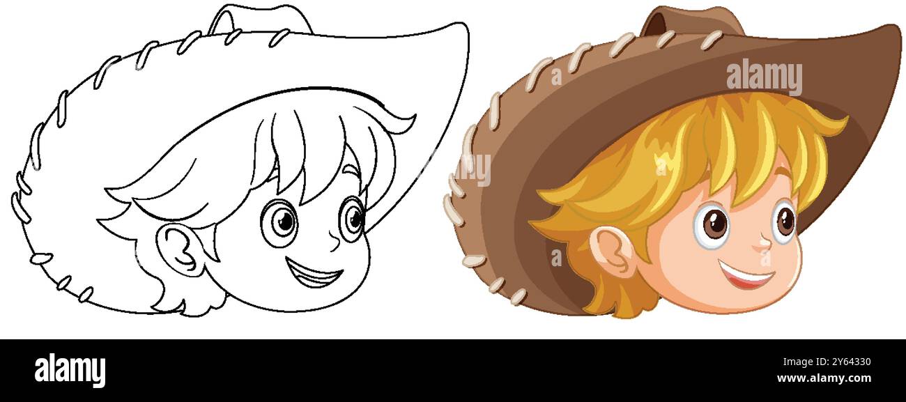 Happy cowboy illustration with hat and smile Stock Vector Image & Art ...