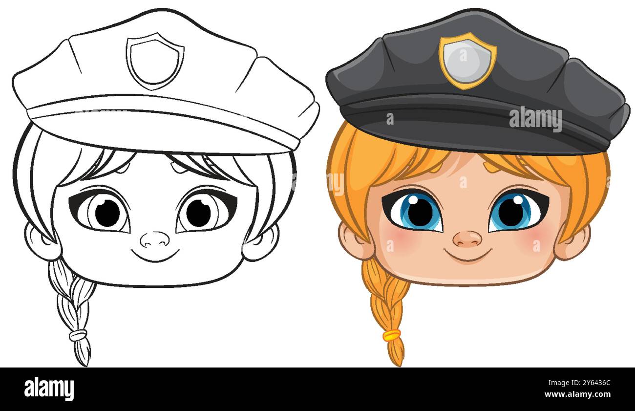 Illustration of girls wearing police hats Stock Vector Image & Art - Alamy