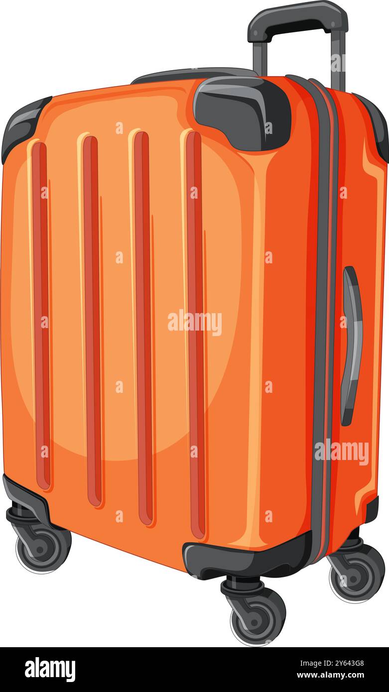 Bright orange suitcase with wheels and handle Stock Vector Image & Art ...